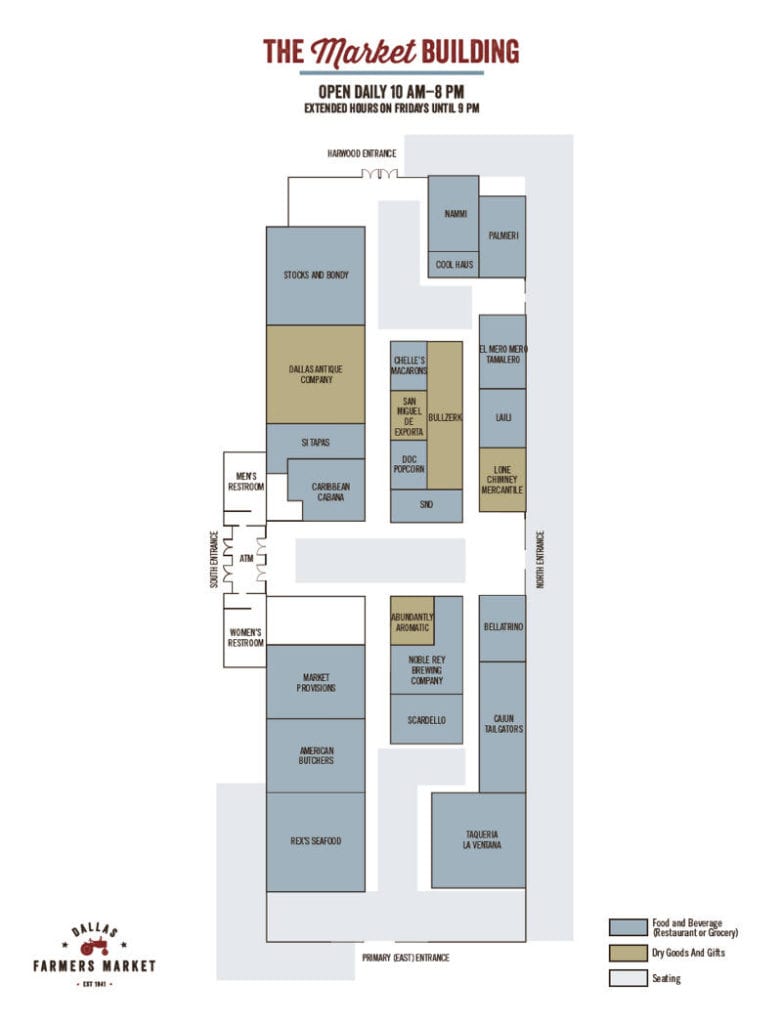 The Market Shops Map - Dallas Farmers Market